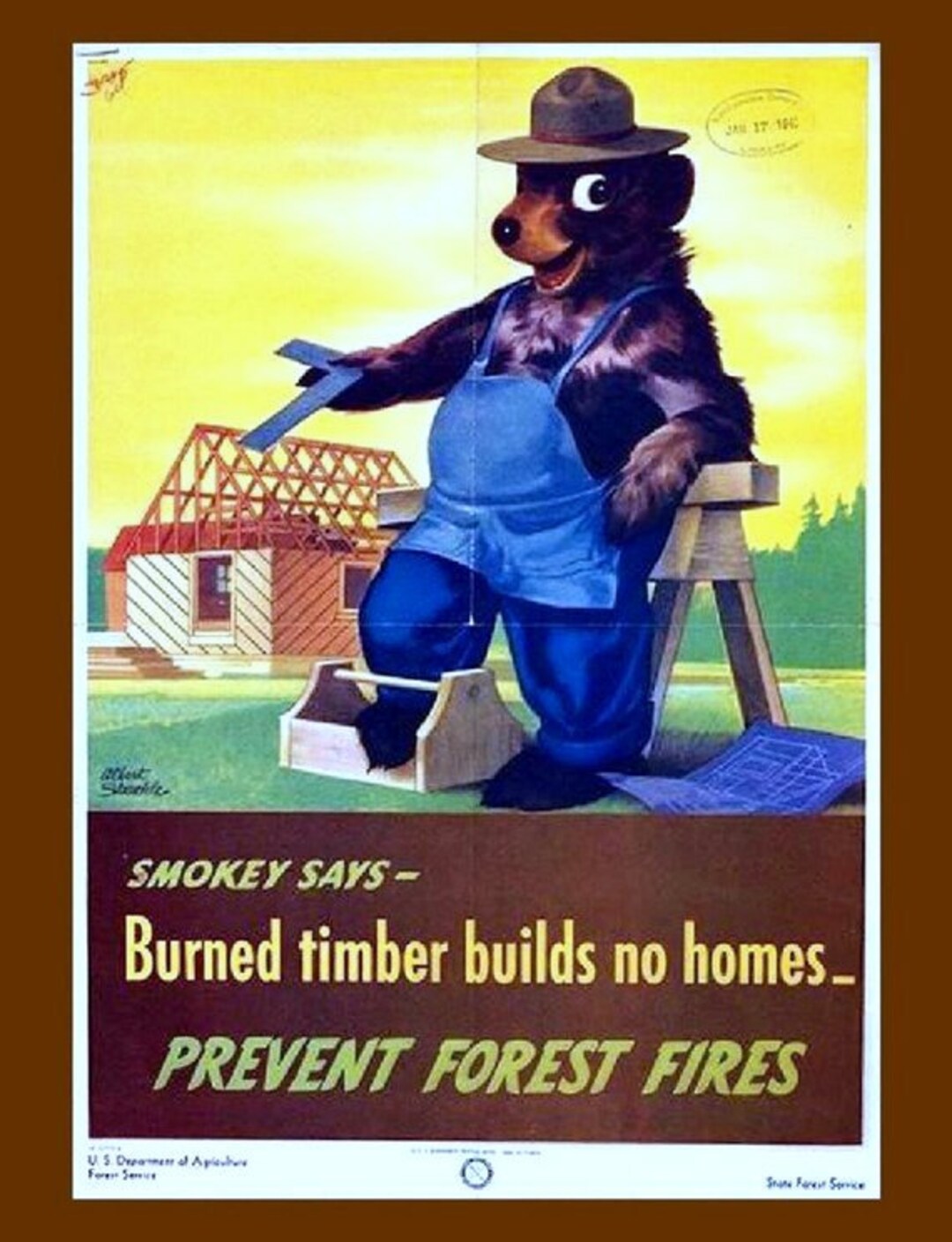 Smokey Says, Burned Timber, Builds No Homes, 1946, Advertisement, US ...