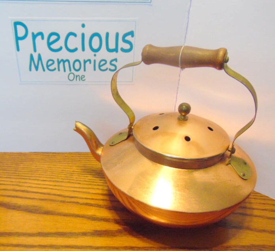 Vintage, COPPER Turtle Style Teapot, Brass & Wood Handle. Vintage ...