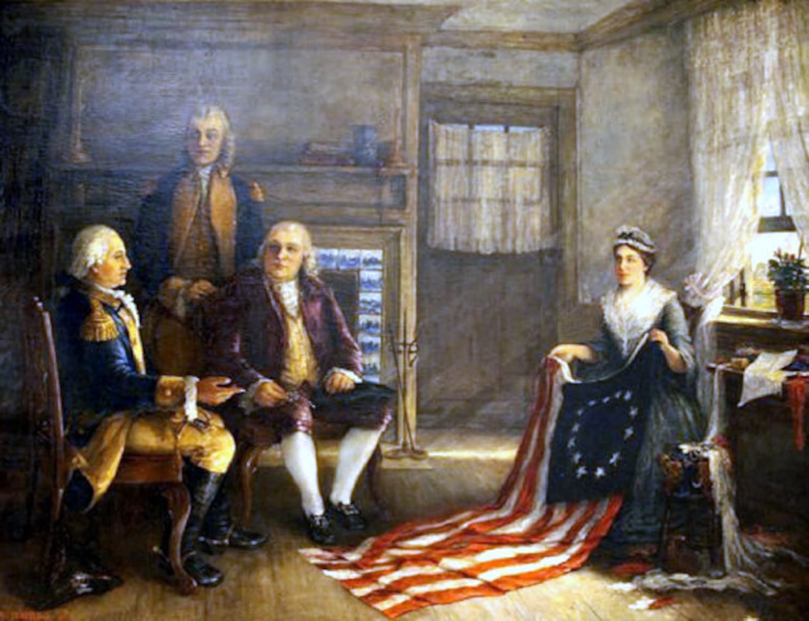Betsy Ross Sewing the First US Flag in History, US History, American ...