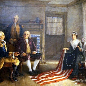 Betsy Ross Sewing the First US Flag in History, US History, American ...