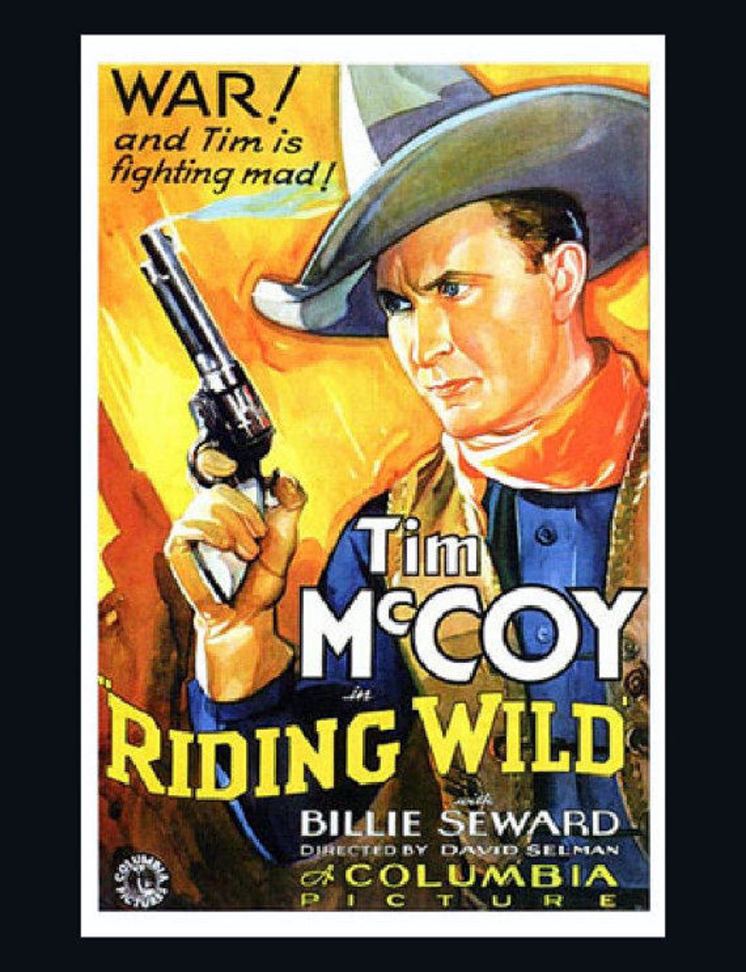 Tim Mc Coy, Actor, Riding Wild Movie Advertisement, Western, Cowboy ...
