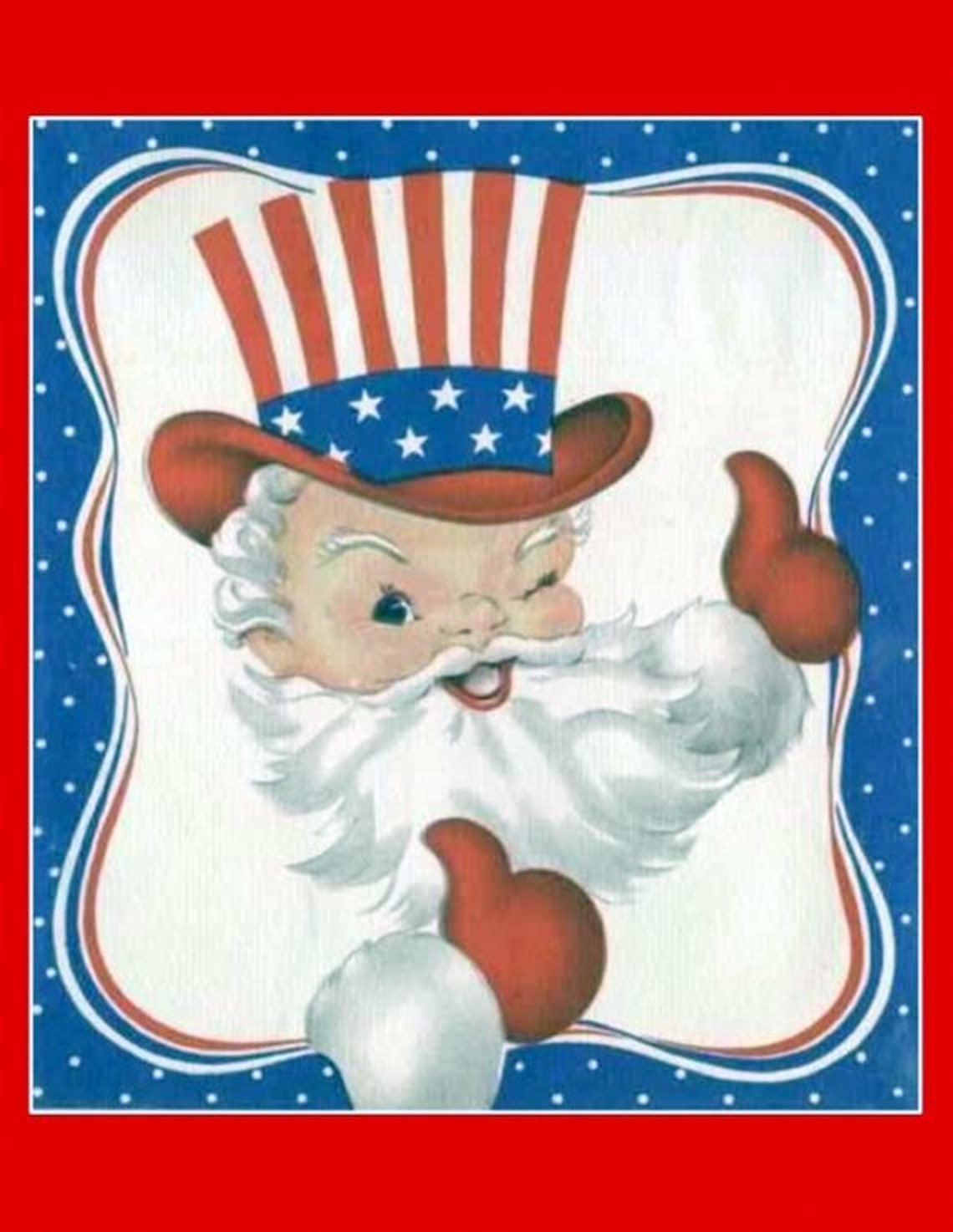 Uncle Sam Santa canvas print 11x14 Christmas holiday wall | Etsy