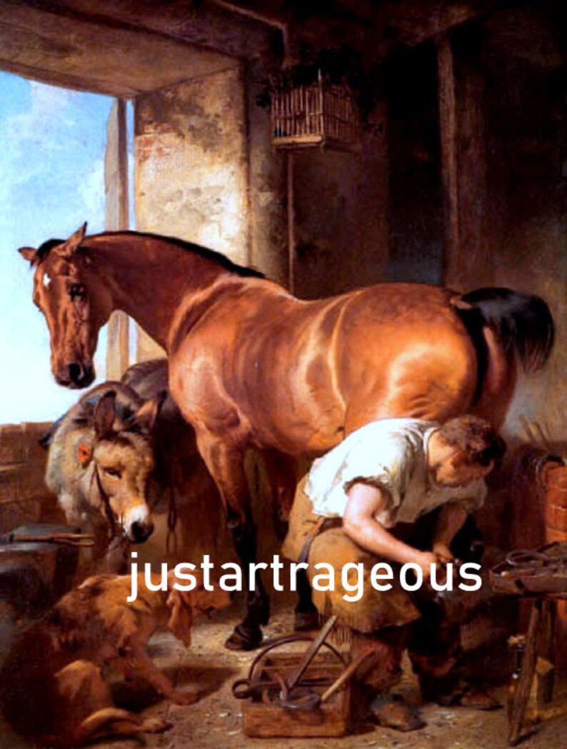 Edwin Henry Landseer Shoeing Horses Brown Mare Brown - Etsy
