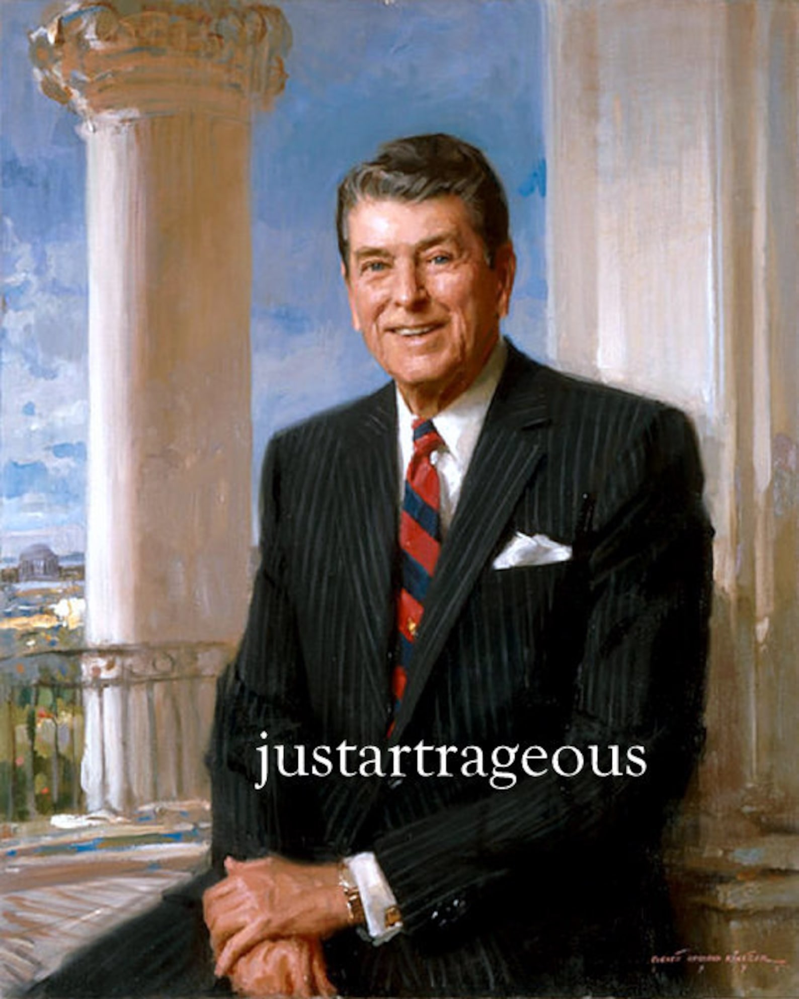 Portrait of Ronald Reagan 1991 40th President American | Etsy