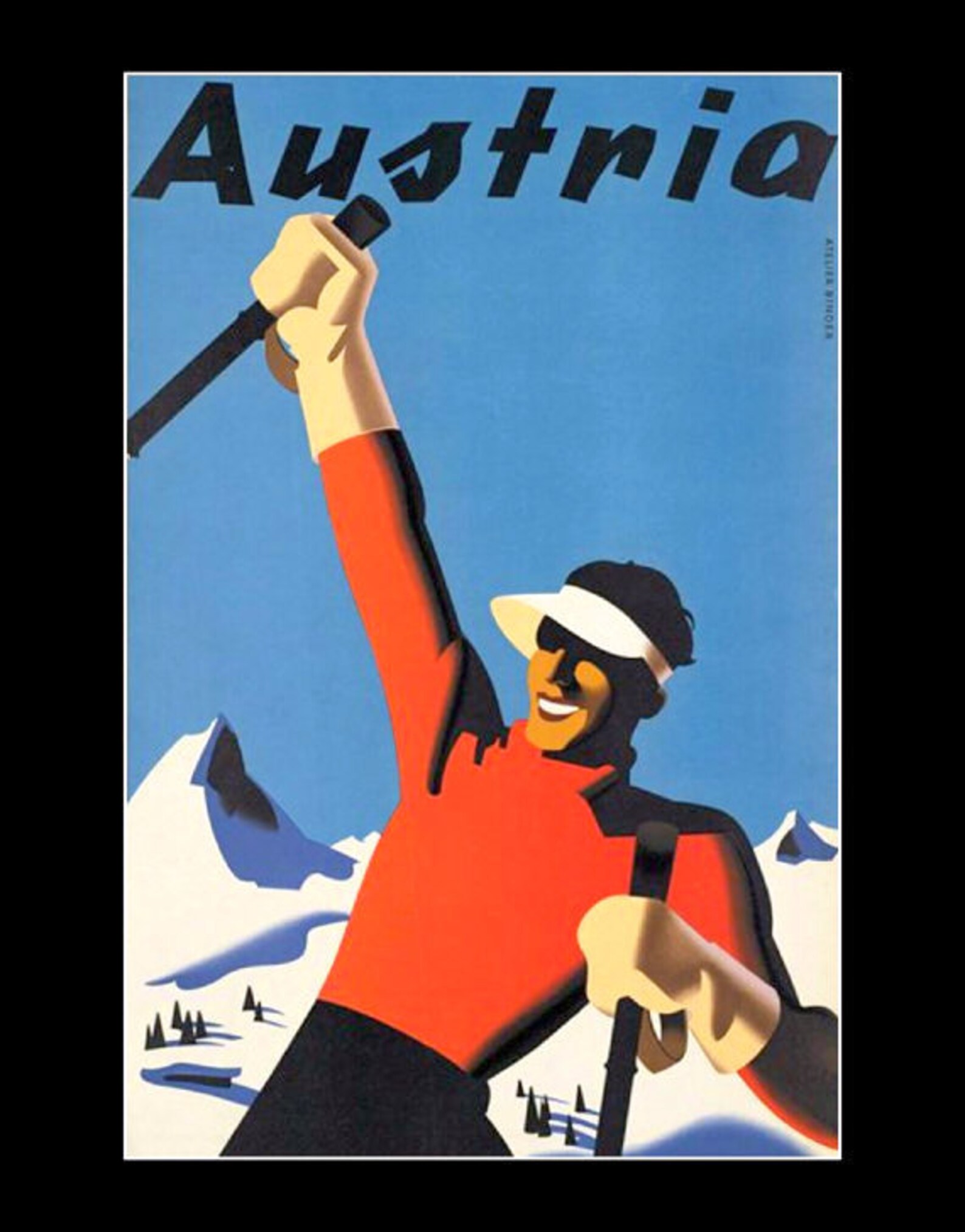 Austria Vintage Travel Poster, Tourism, Skiing, Winter Sports, Austrian ...
