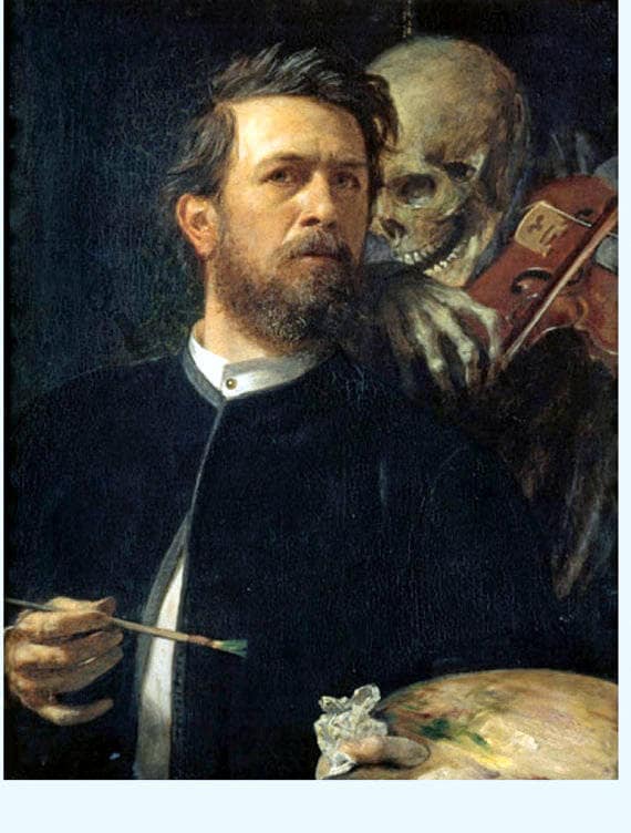 Death Playing the Fiddle Arnold Bocklin Self Portrait 1873 | Etsy