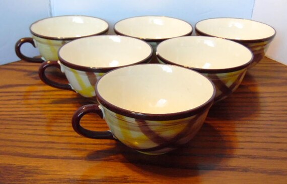 6 Vintage Vernon Ware Organdie Plaid Pattern With Pretty | Etsy