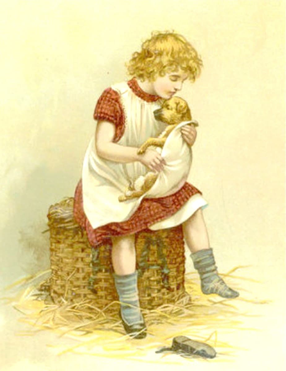 Harriet Bennett Small Girl Nurses Sick Puppy Animal Art - Etsy