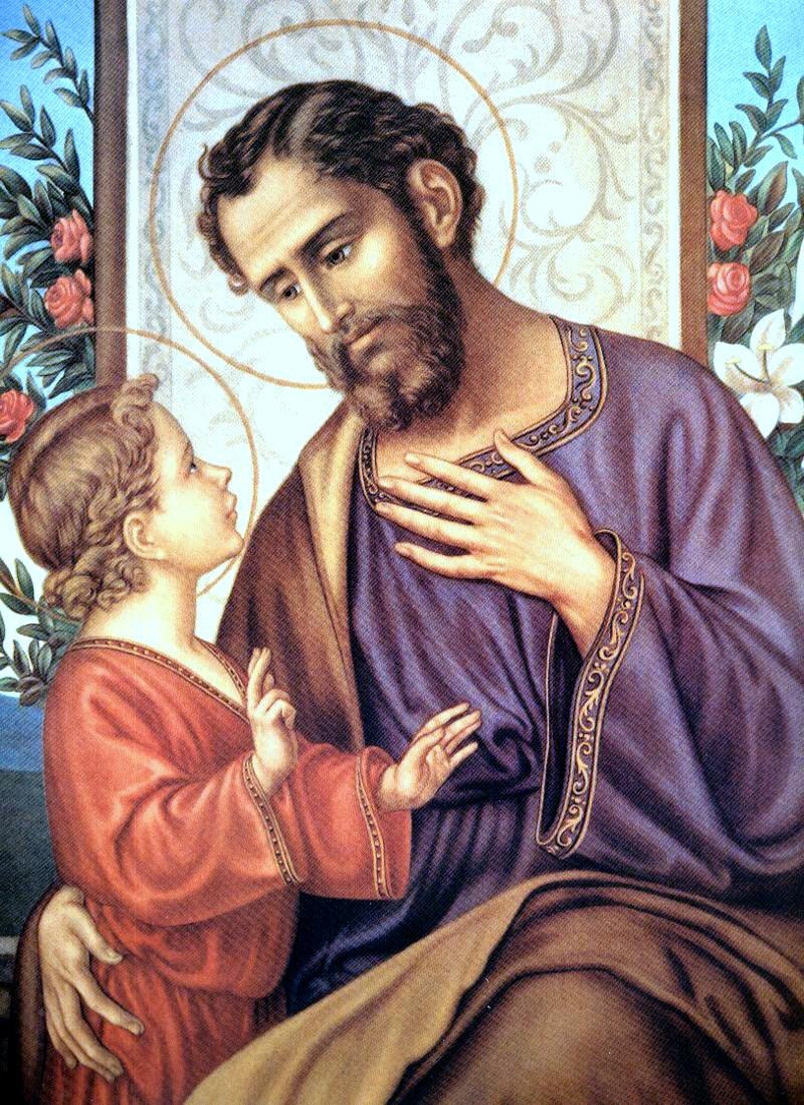 St. Joseph Holding Little Child 3 Religious Catholic Art - Etsy