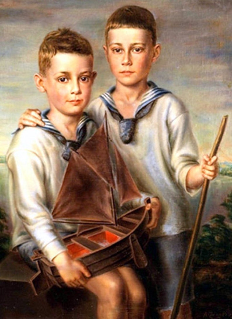 Adolf Ziegler 1892-1959 German Two Boys With Sailing Ship - Etsy