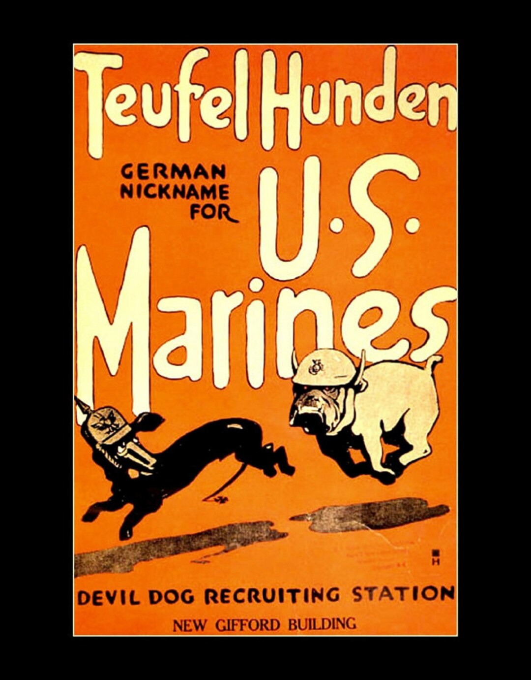 Devil Dogs, US Marines, Recruitment Poster, World War !!, German ...