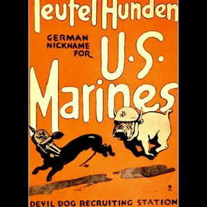 Devil Dogs, US Marines, Recruitment Poster, World War !!, German ...