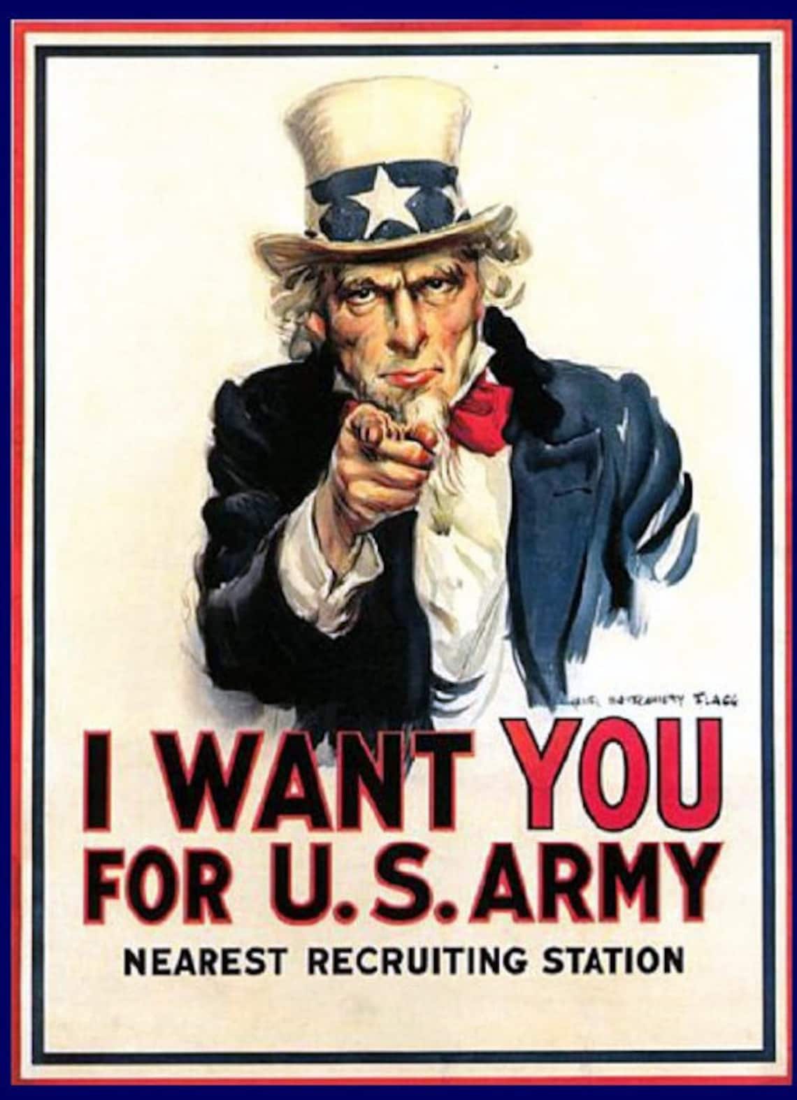 Uncle Sam I Want You WWII Recruitment Poster Military - Etsy Canada
