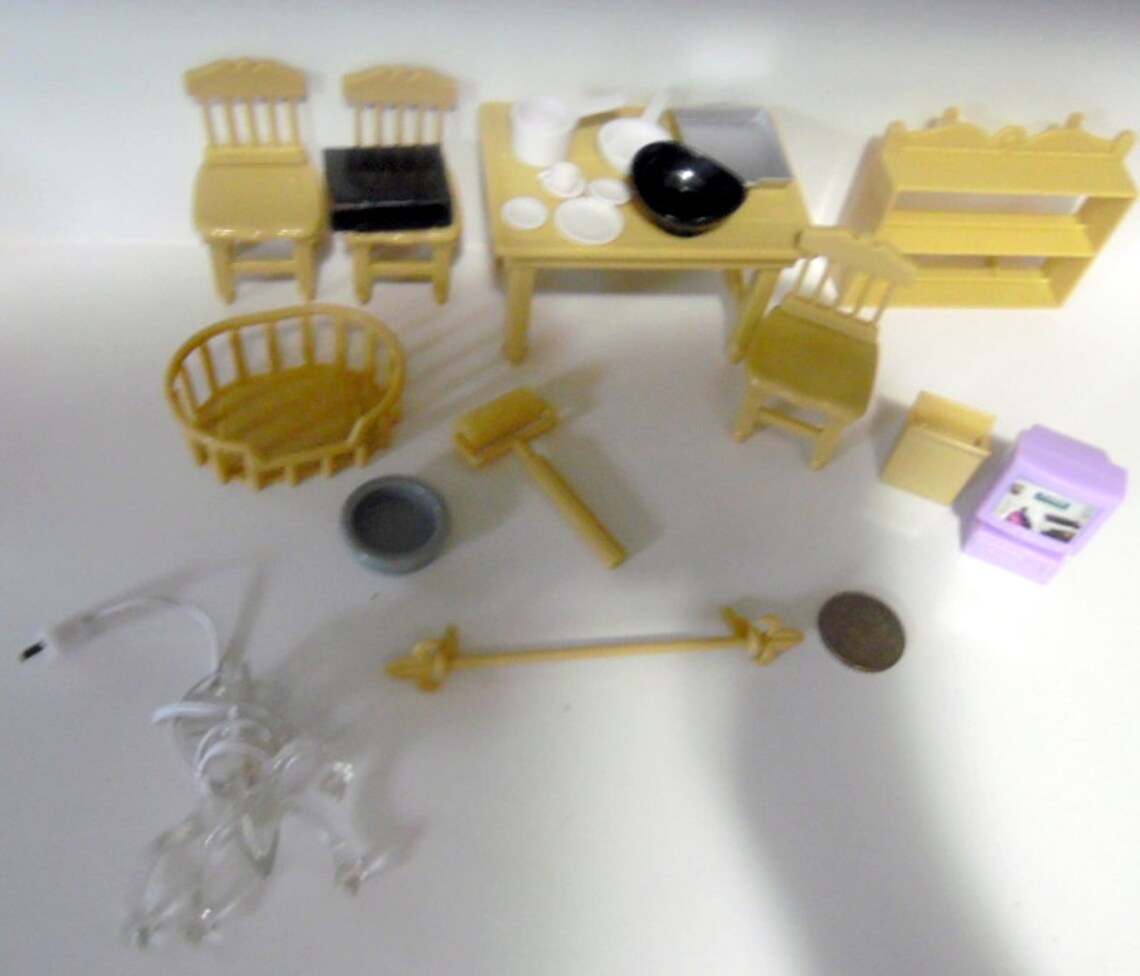 Set of vintage plastic dollhouse rec room/den furniture and | Etsy