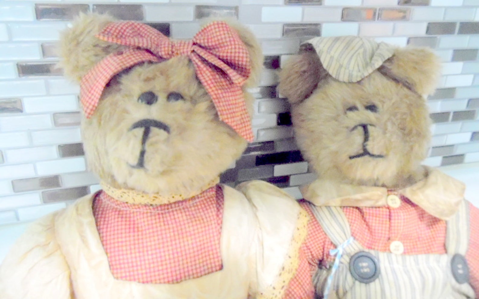 Pair 15 Vintage Teddy Bear Couple in Tea Dyed Clothing | Etsy