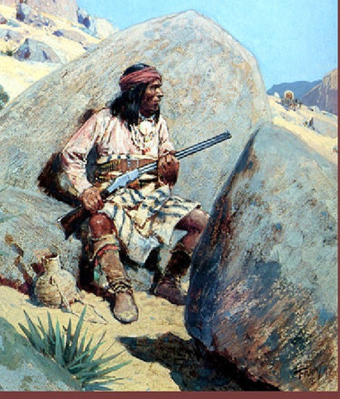 Apache Ambush 1892 Henry Farney Gouache Painting Cowboy - Etsy