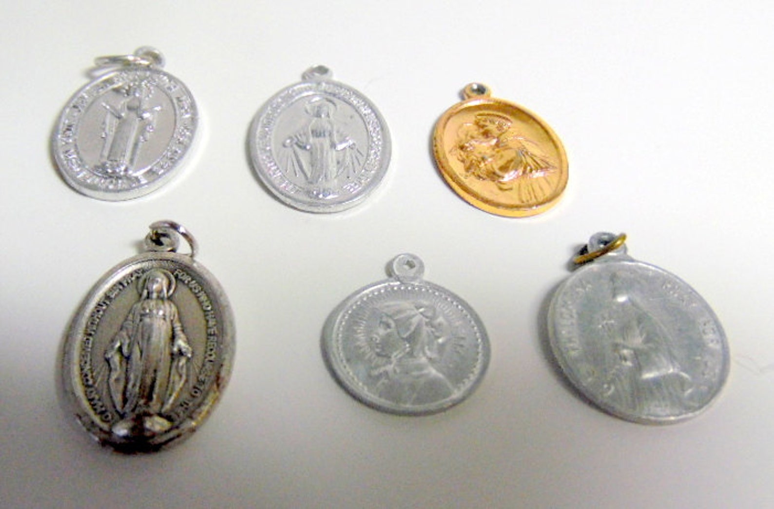 Six Vintage Silver & Gold Tone Embossed Religious Medals. - Etsy