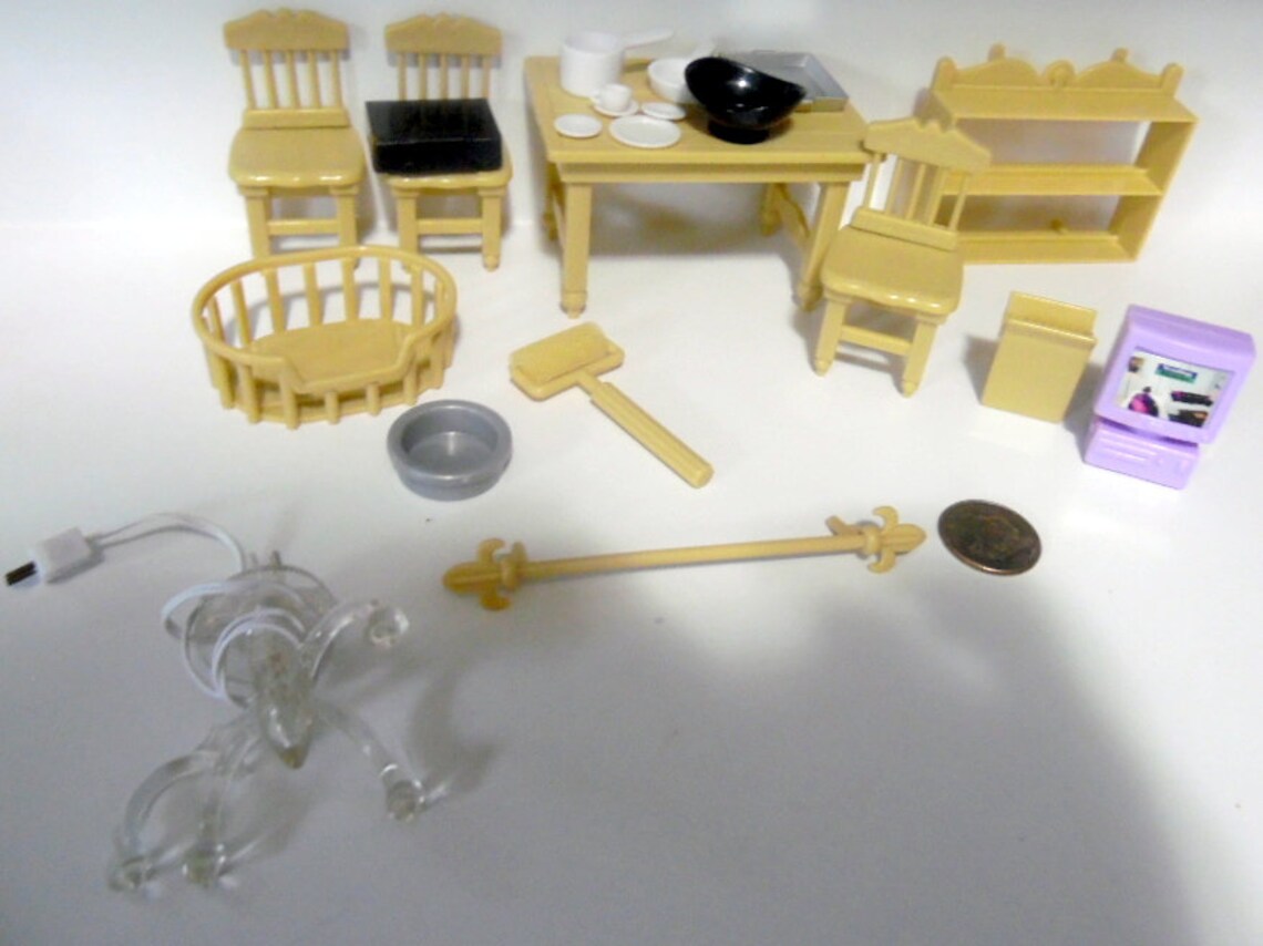 Set of vintage plastic dollhouse rec room/den furniture and | Etsy