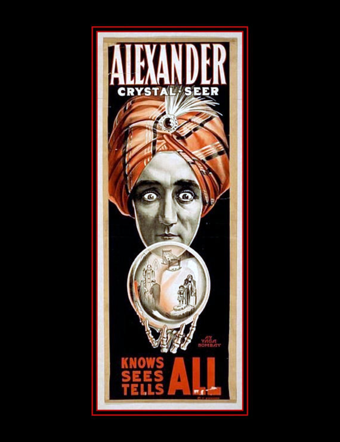 Alexander the Seer, Antique Magic Poster, Magicians, Crystal Ball, 1910 ...