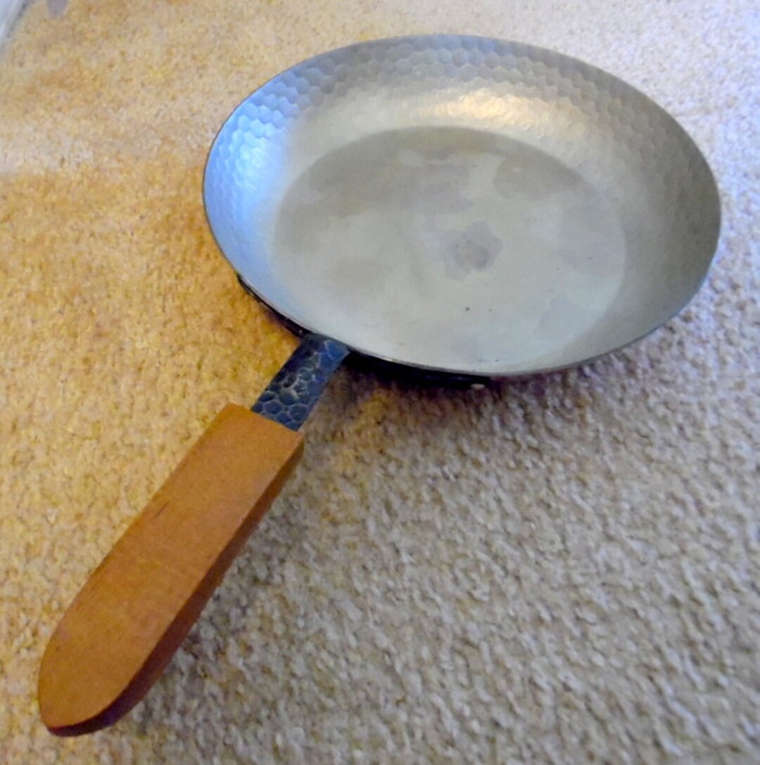 Vintage Hammered Copper Clad Skillet With Fine Wooden Handle - Etsy