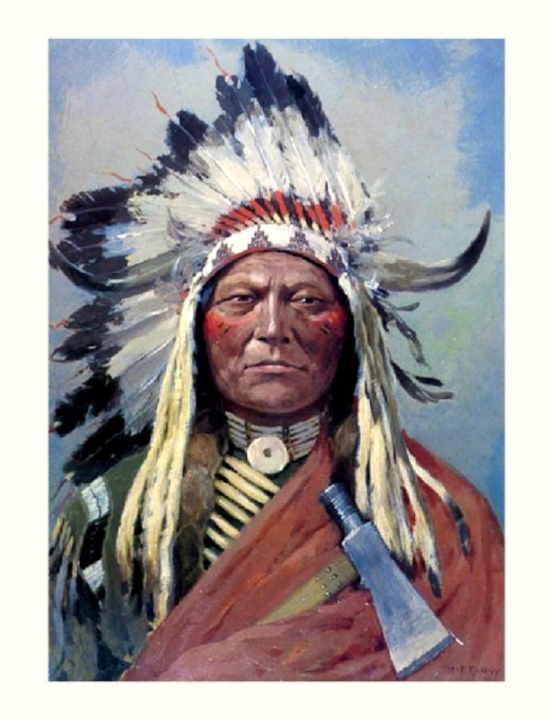 Native American Art, Sitting Bull, Indian Chief, Warrior, Tribal Art ...