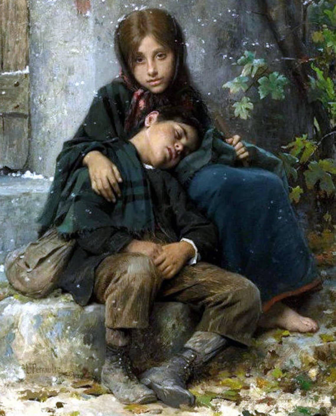 Leon Bazile Perrault Out in the Cold 1890 French Les - Etsy