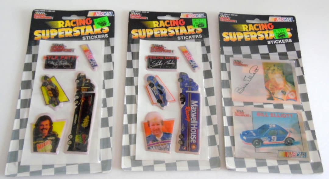 3 Unopened Packages of Racing Champions, Racing Superstars Sticker Sets ...