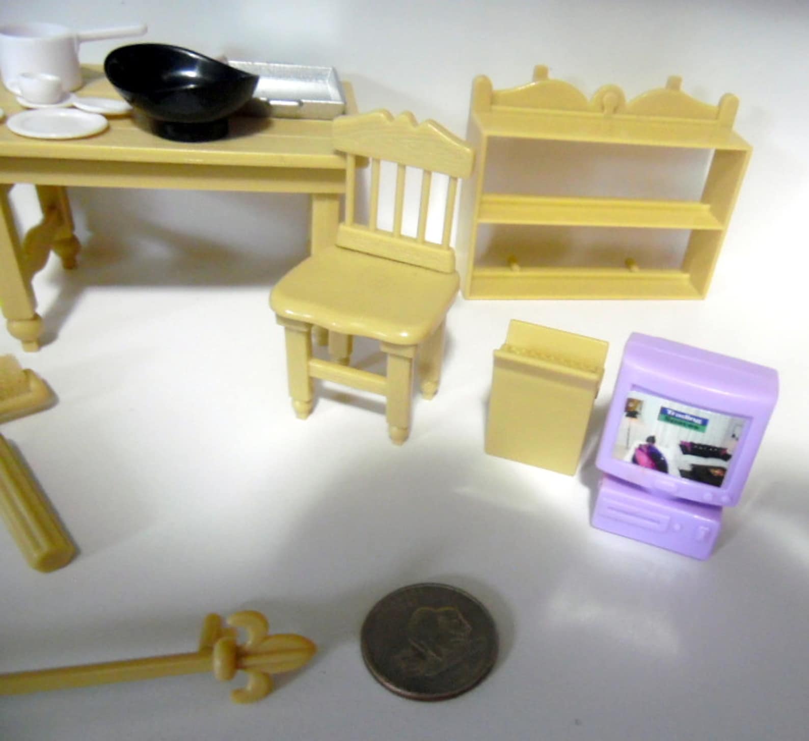Set of vintage plastic dollhouse rec room/den furniture and | Etsy