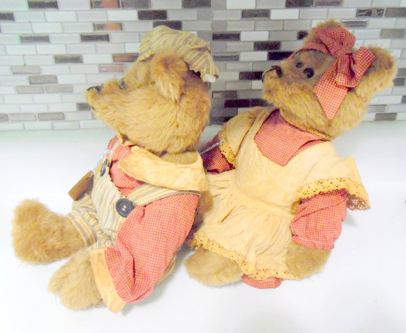 Pair 15 Vintage Teddy Bear Couple in Tea Dyed Clothing | Etsy