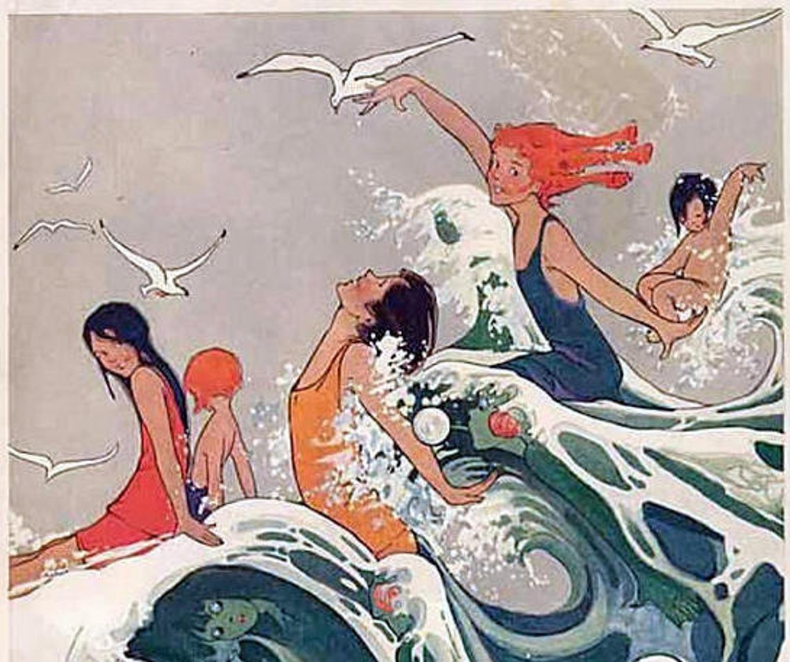 Mermaids Frolick in the Sea, 1910, Edna Cooke, Book Illustration ...