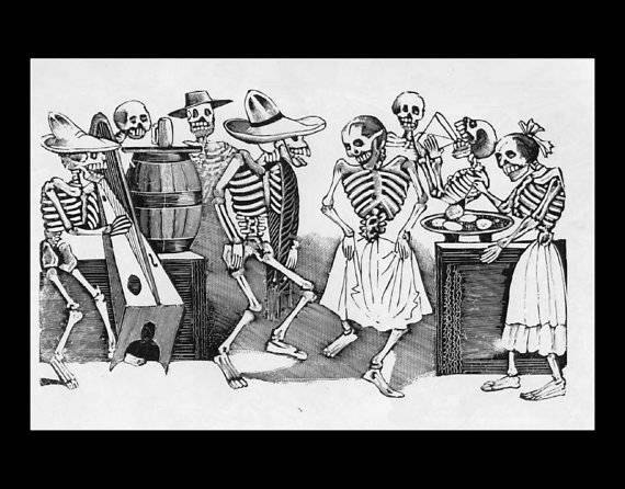 FANDANGO by Posada dia muertos skeleton late 1800s Day of | Etsy