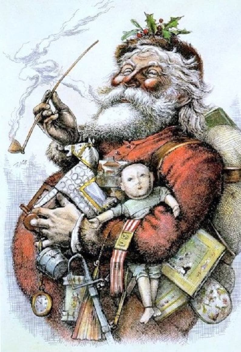 Thomas Nast Merry Old Santa 1880 Christmas Art Canvas Art - Etsy