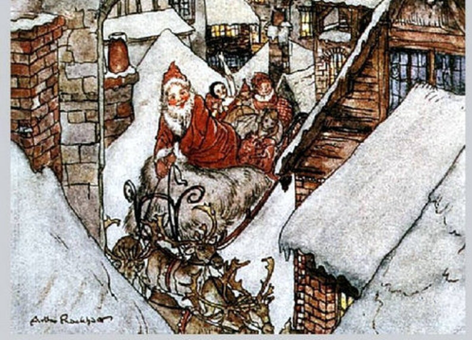 Arthur Rackham, the Night Before Christmas, 1931, Santa, Sled, Toys ...