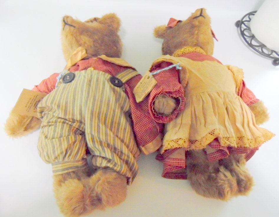 Pair 15 Vintage Teddy Bear Couple in Tea Dyed Clothing | Etsy