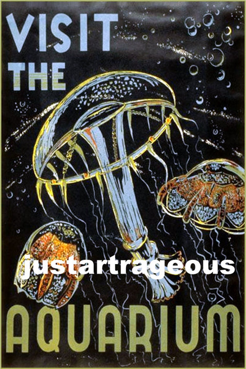 Visit the Aquarium Advertisement Jellyfish Sea Life Marine - Etsy
