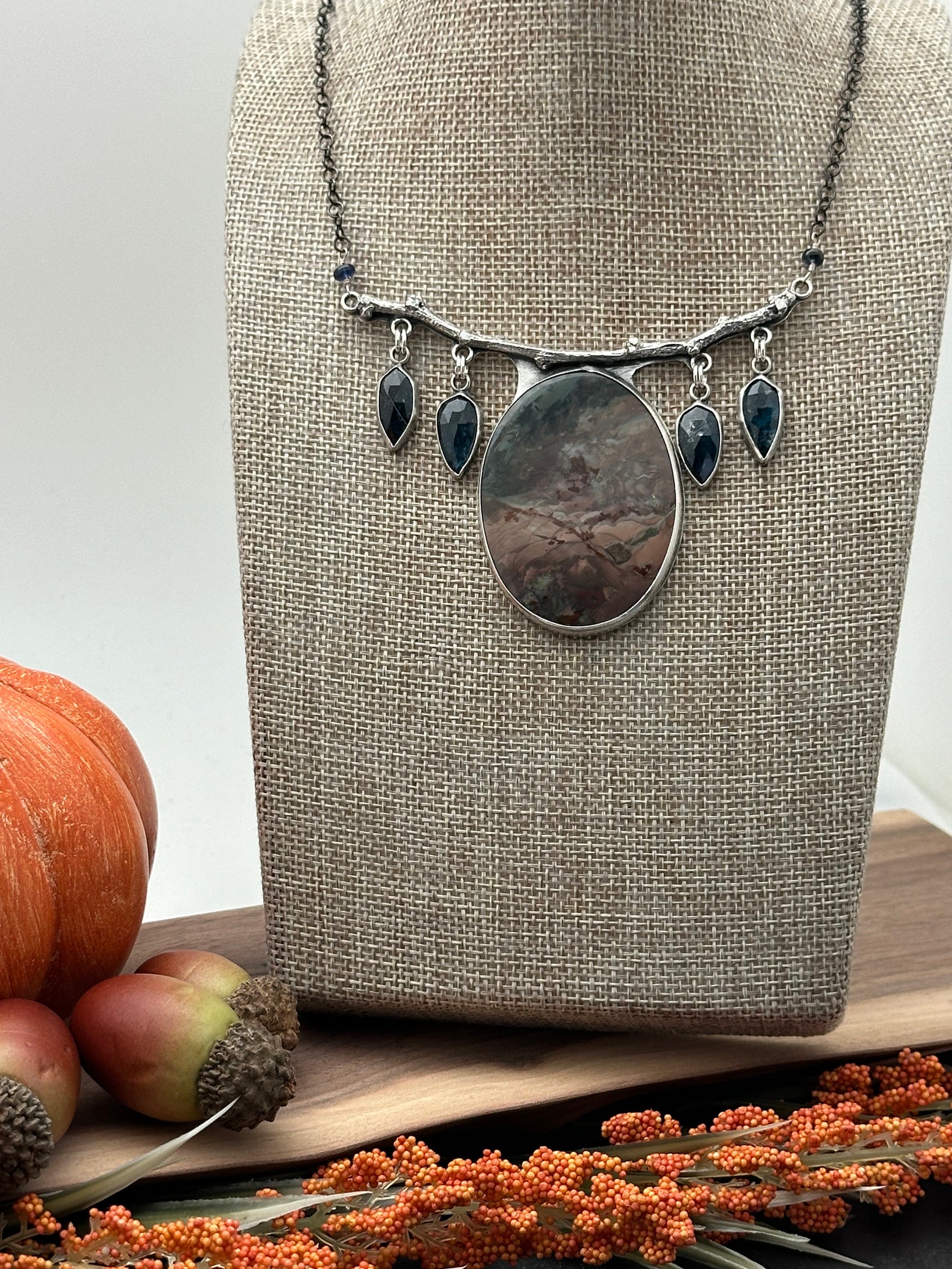 Morrisonite and Teal Kyanite Statement Twig Necklace - Etsy