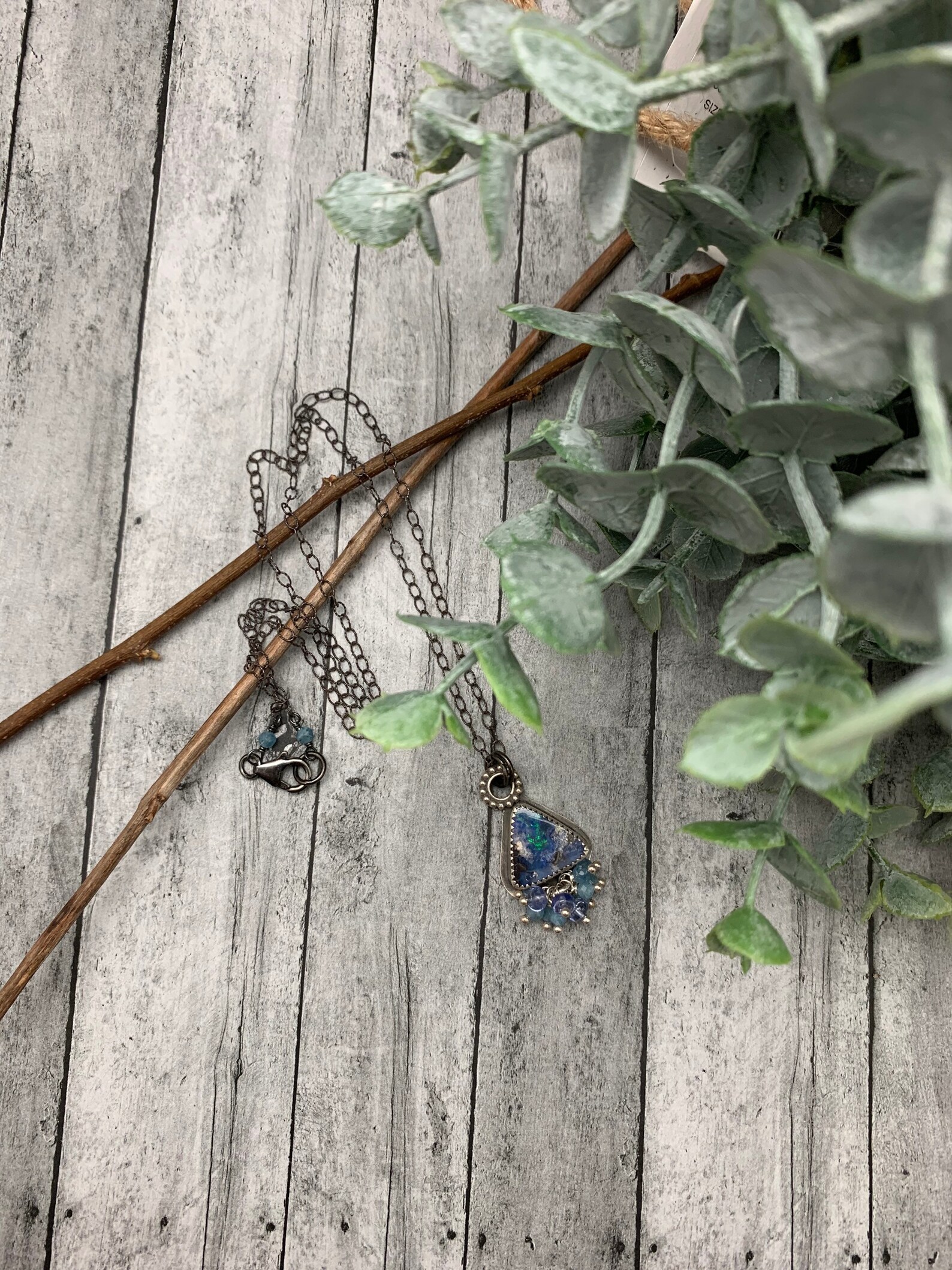 Australian Boulder Opal Artisan Cluster Necklace - Etsy