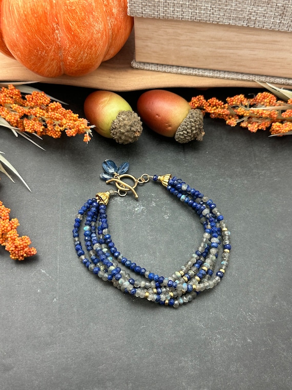 Lapis Lazuli and Labradorite Multi Strand Bracelet Etsy