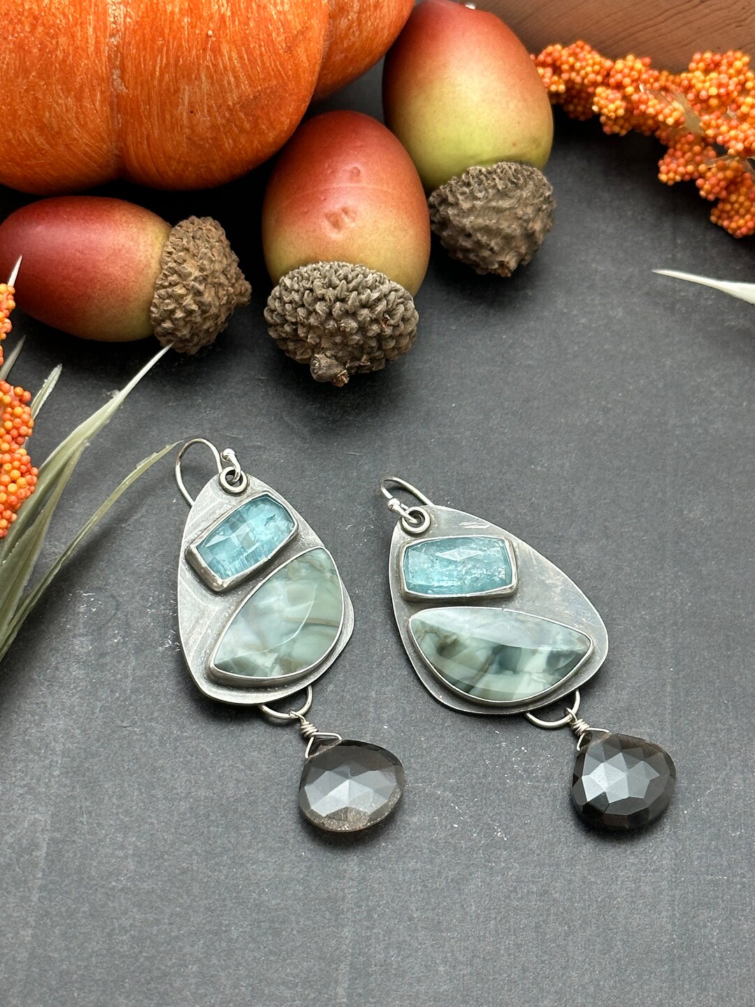 Morrisonite and Ice Blue Kyanite Statement Earrings - Etsy