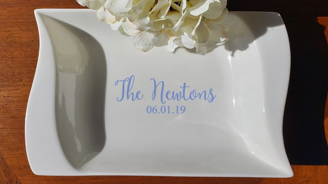 Cursive Name Ring Jewelry Dish Ring Tray Storage Bridal Ceramic Jewelry ...