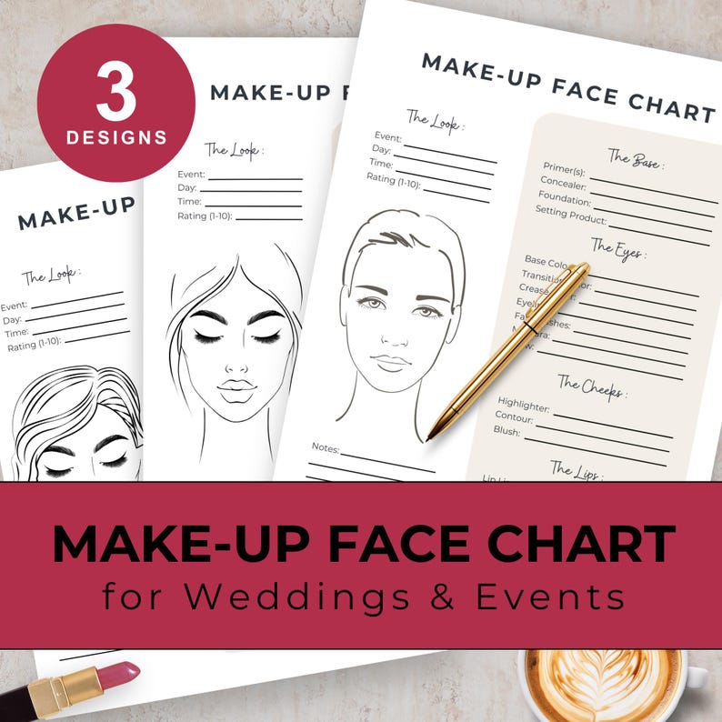 Printable Make up Face Chart, Make-up Consultation Form, Make-up ...