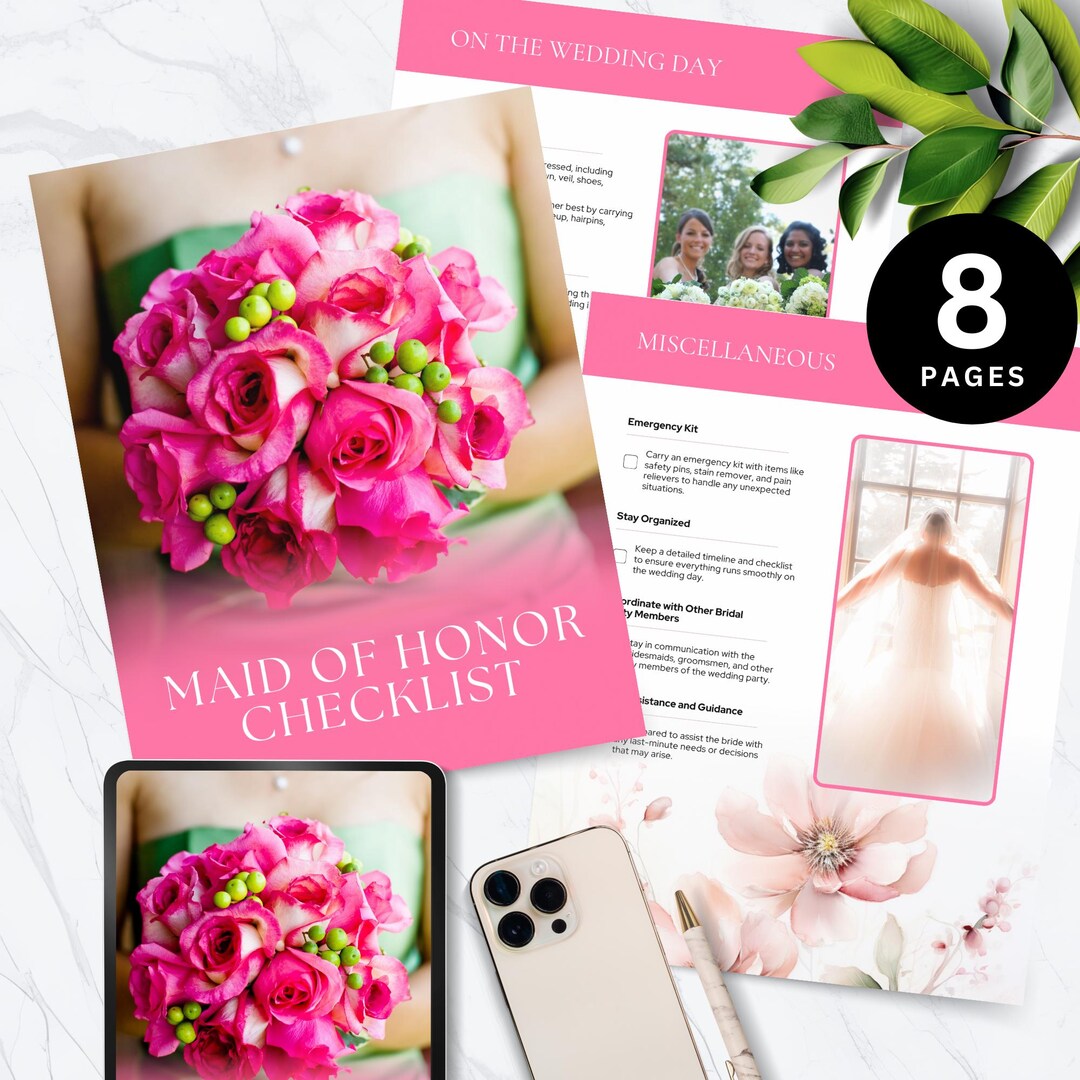 Printable Maid of Honor Checklist, Matron of Honor Checklist, Wedding ...