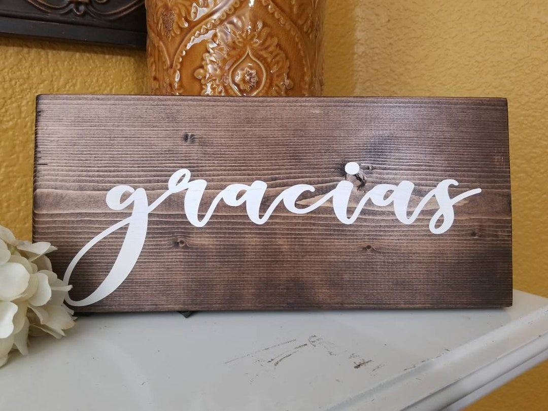 Gracias Sign - Wedding Handpainted Wood Sign - Rustic Wedding Wood Sign ...