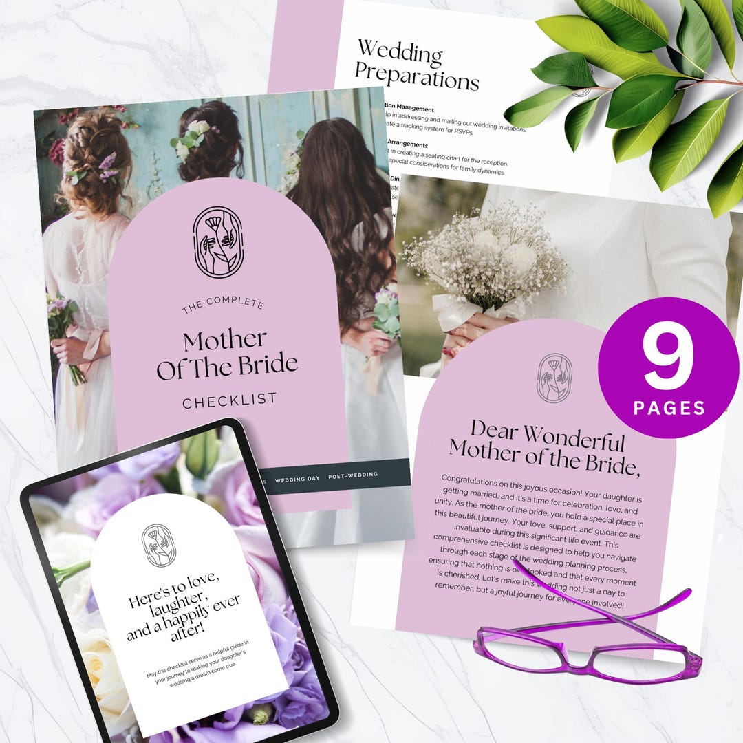 Printable Mother of the Bride Wedding Checklist, MOB Checklist, Wedding ...