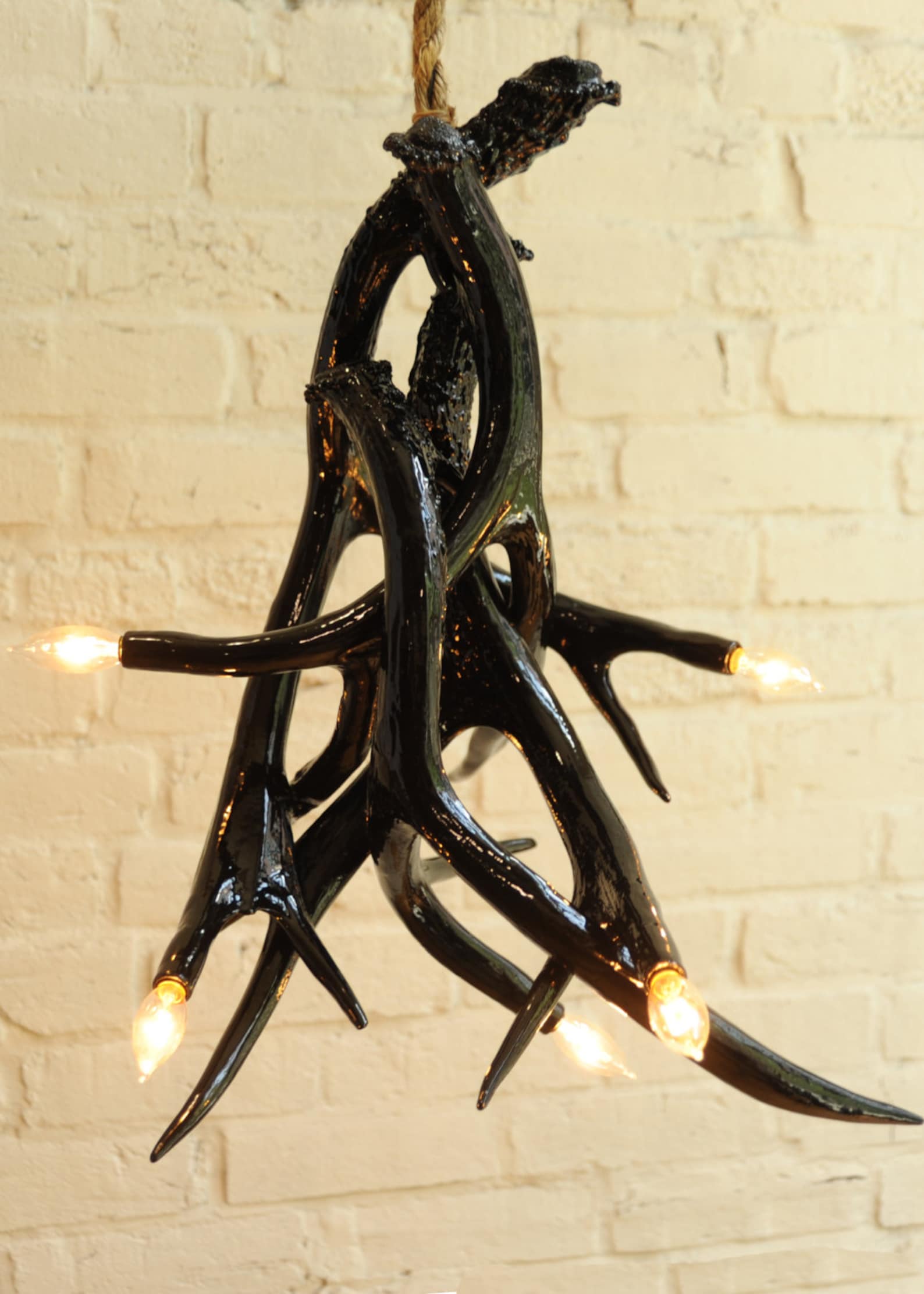 Black Antler Chandelier REAL ANTLER Modern - Etsy