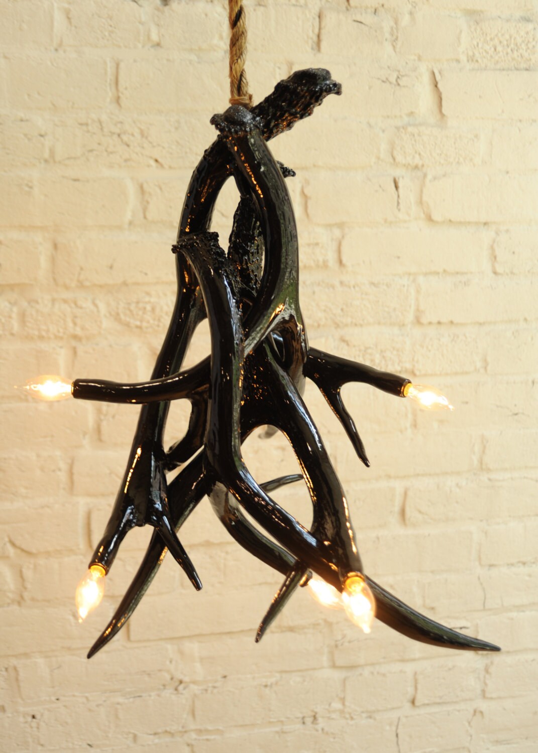 Black Antler Chandelier REAL ANTLER Modern - Etsy