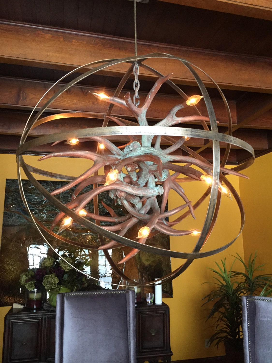 Orb Chandelier Antler - Etsy