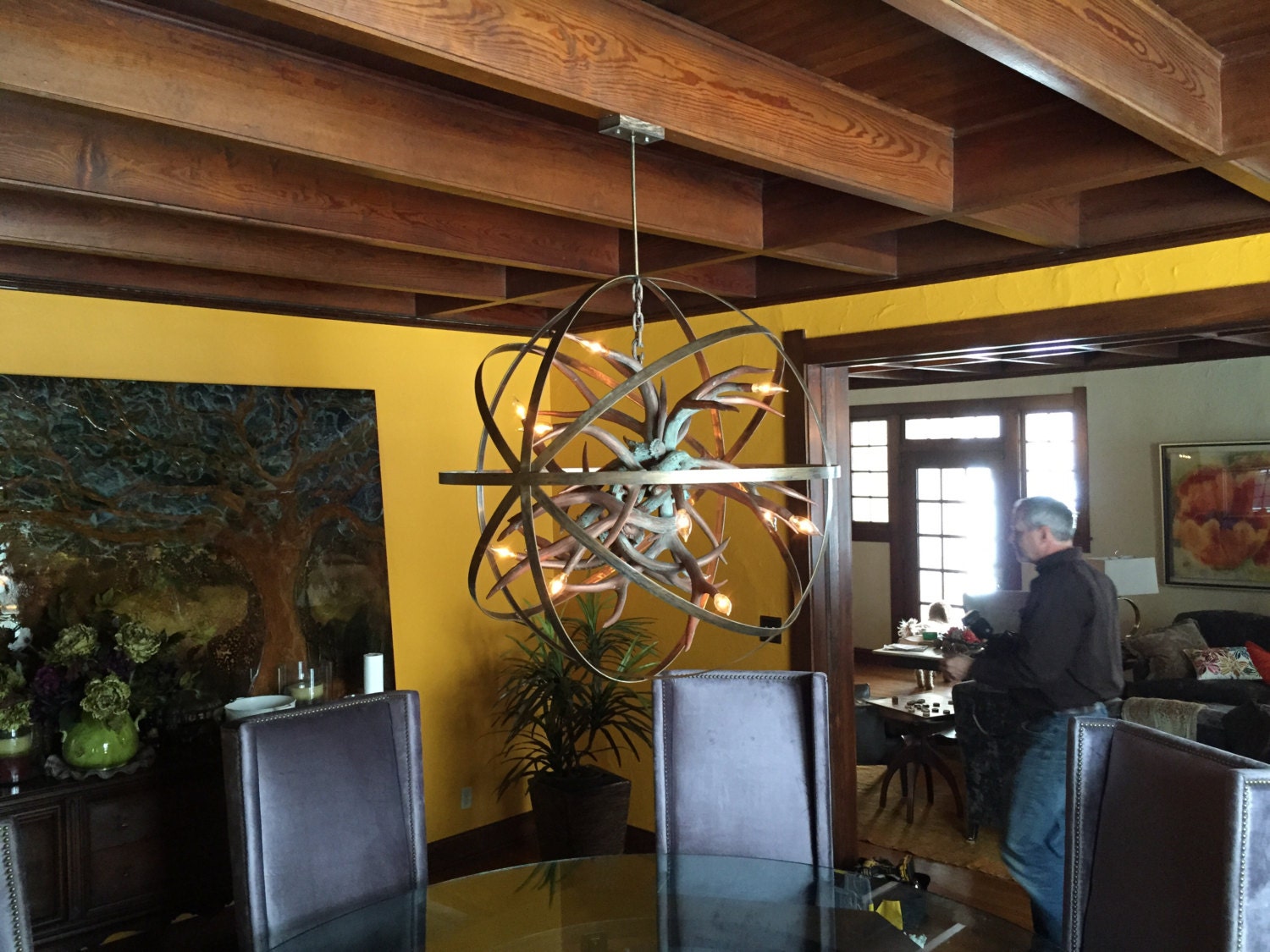 Orb Chandelier Antler - Etsy