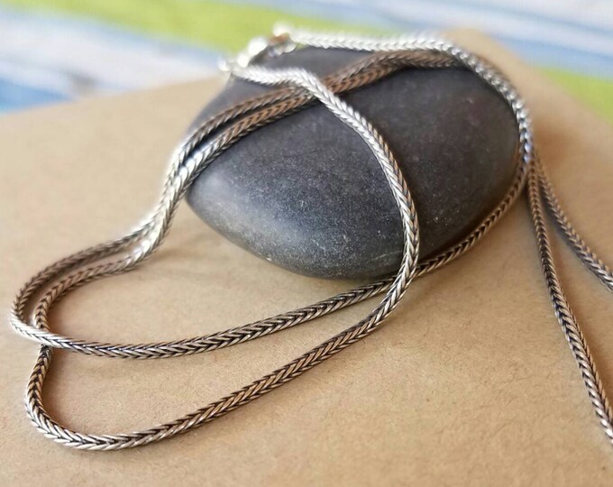 18" 1.25mm Oxidized Sterling Silver Round Foxtail Chain,round Weave ...