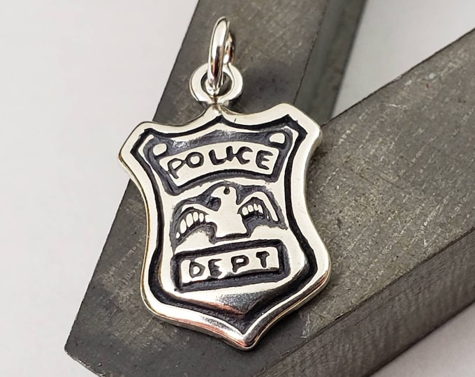 Sterling Silver Police Shield Charm Policeman Charm Police - Etsy